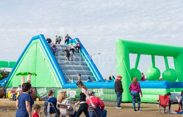 Giant inflatable finish line slides for obstacle
